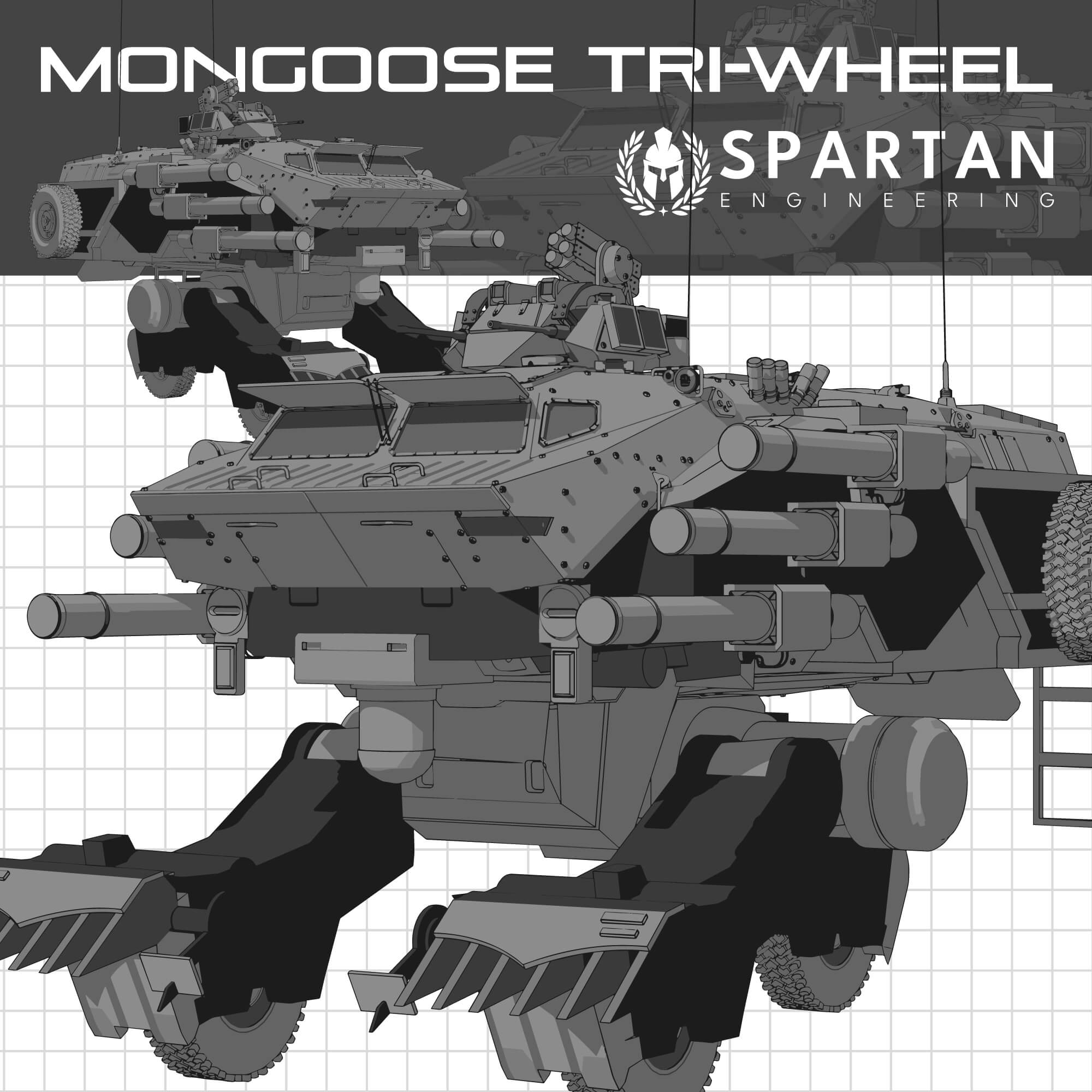 Mongoose Tri-Wheeled Tank Crawler – SVG Set - Vector Graphic Store